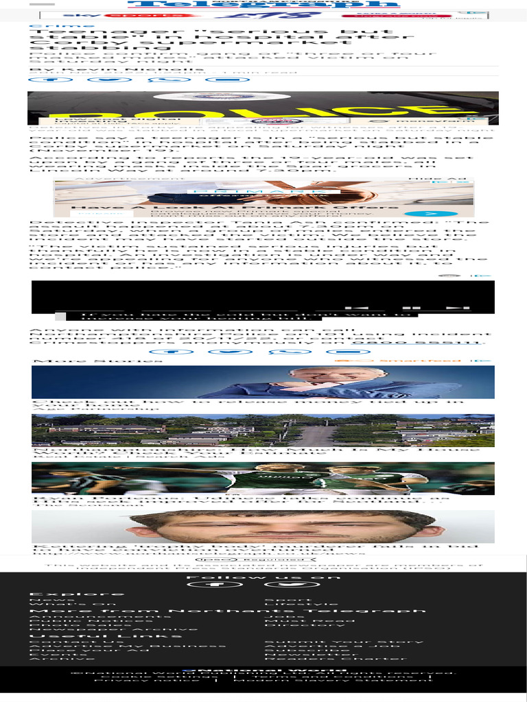 Teenager Serious But Stable in Hospital After Corby Supermarket Stabbing Northamptonshire ...