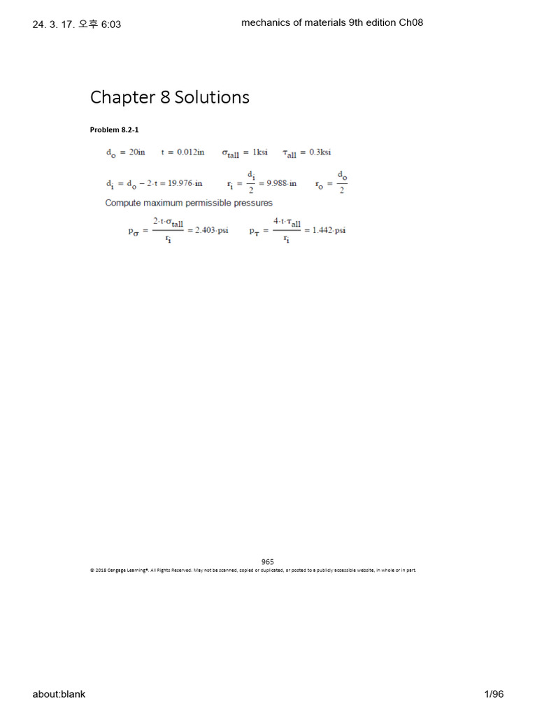 mechanics of materials 9th edition Ch08 | PDF