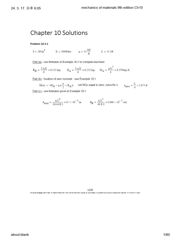 mechanics of materials 9th edition Ch10 | PDF