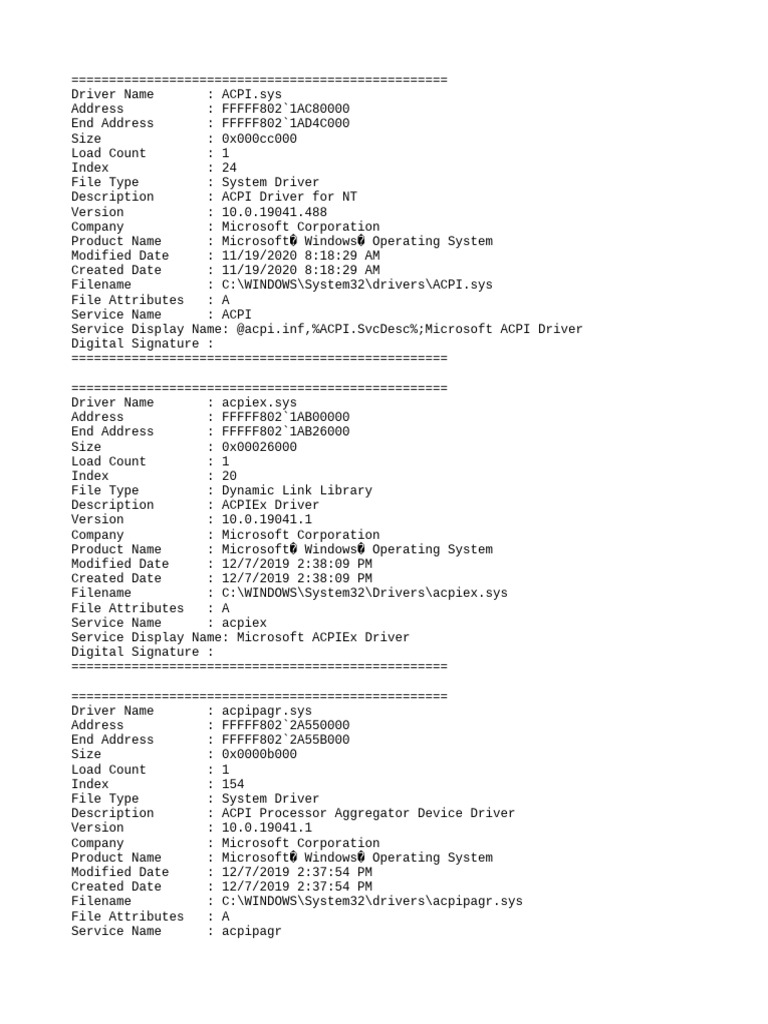 Microsoft Windows Driver Details | PDF | Device Driver | Computer File