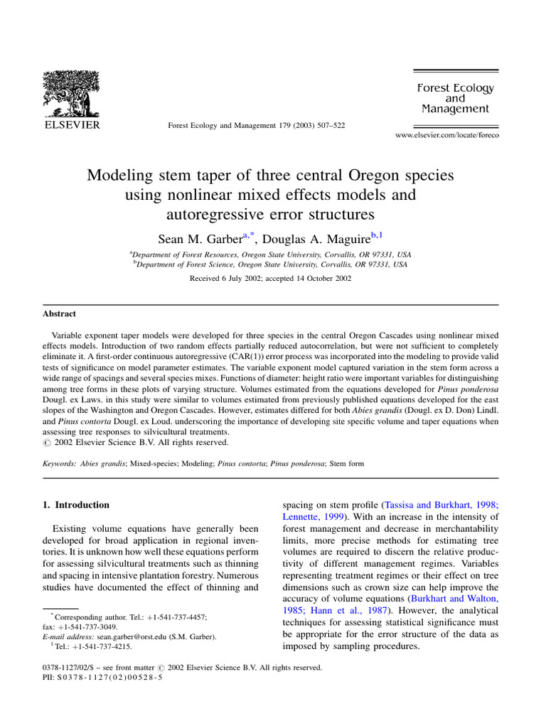 Ajuste de Stem Taper Models | PDF | Estimator | Akaike Information ...