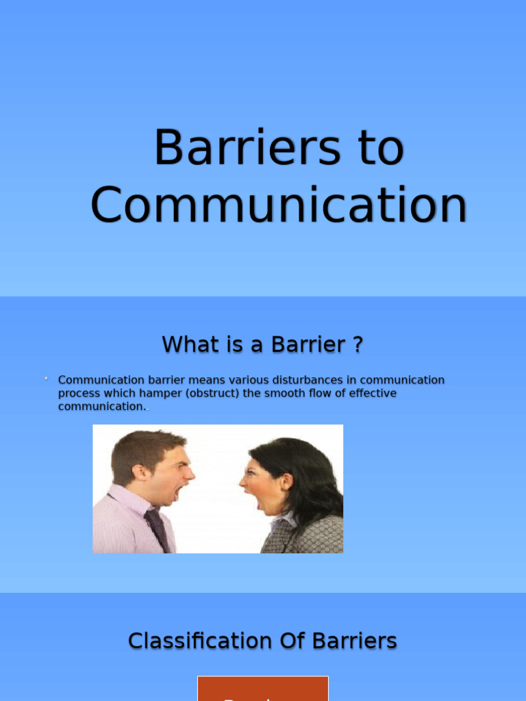 Barriers To Communication | PDF | Communication | Nonverbal Communication