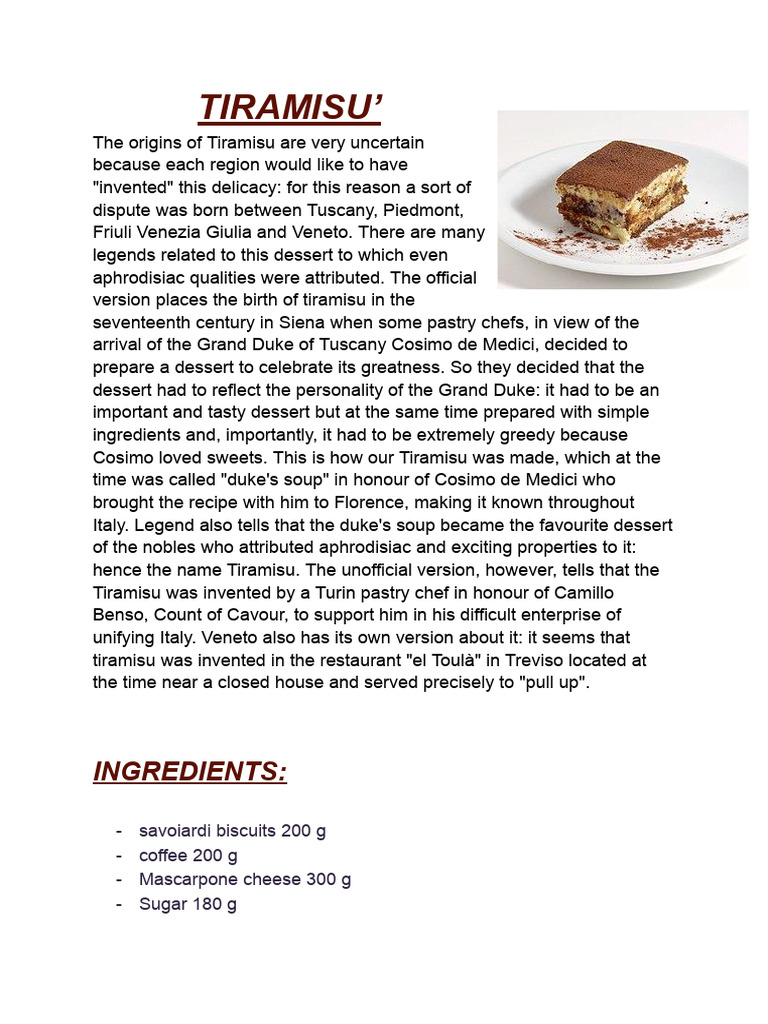 Asia Semeraro 4p Tiramisu’ | PDF | Foods | European Cuisine