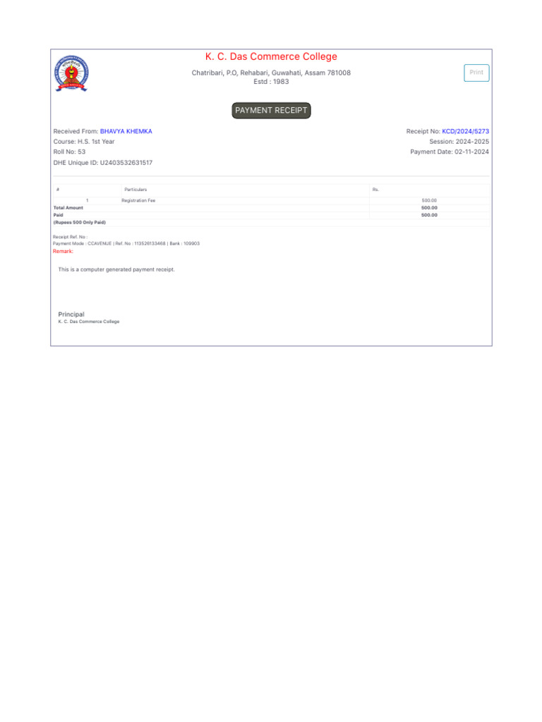 KC Das Commerce College DCS | PDF