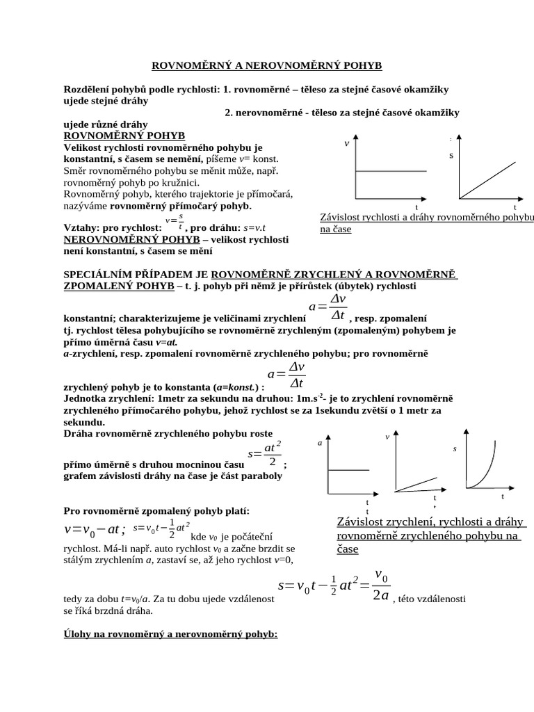 Rovnoměrný A Nerovnoměrný Pohyb D2 | PDF