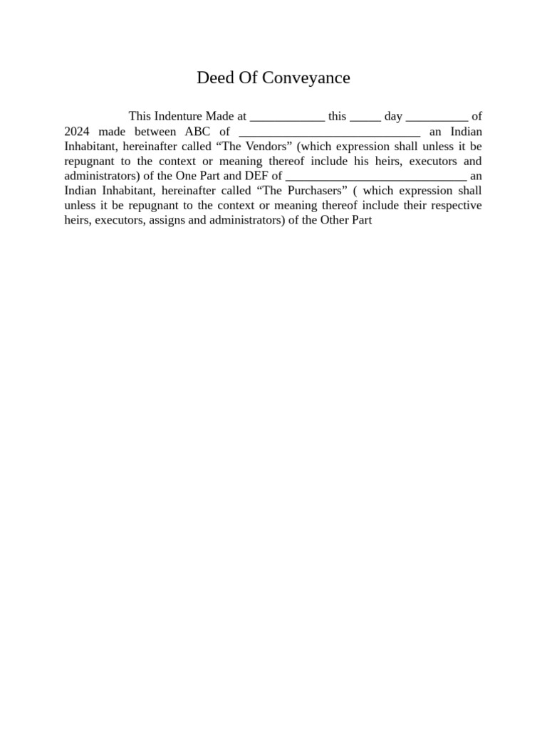 Deed of Conveyance | PDF