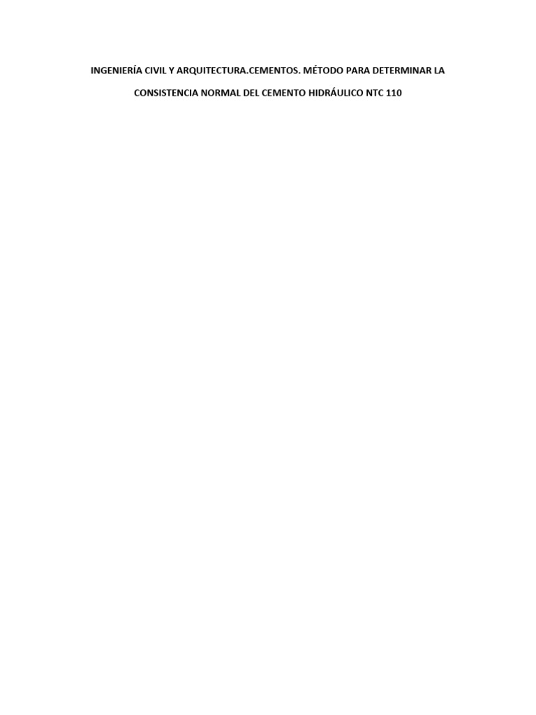 Método para Determinar La Consistencia Normal de Cemento Hidraulico ...