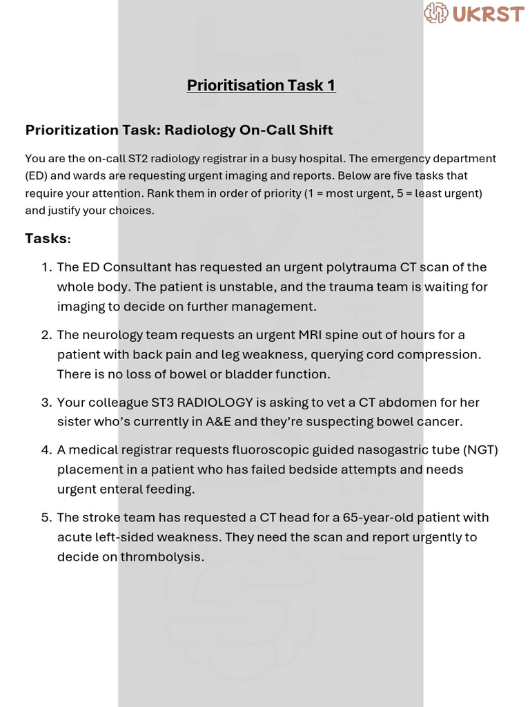 Prioritisation Task 1 | PDF