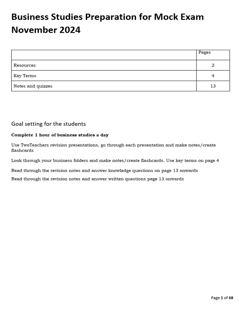 Business Studies Theme 1 Revision | PDF | Franchising | Marketing Research