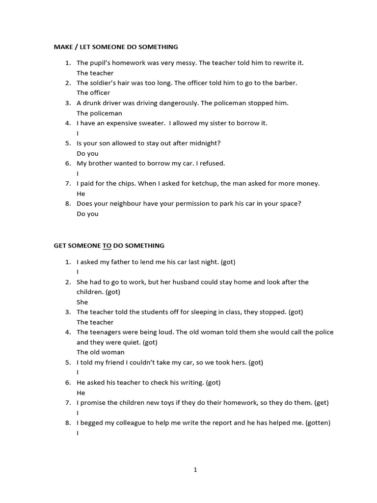 THE CAUSATIVE - EXERCISES (2) | PDF