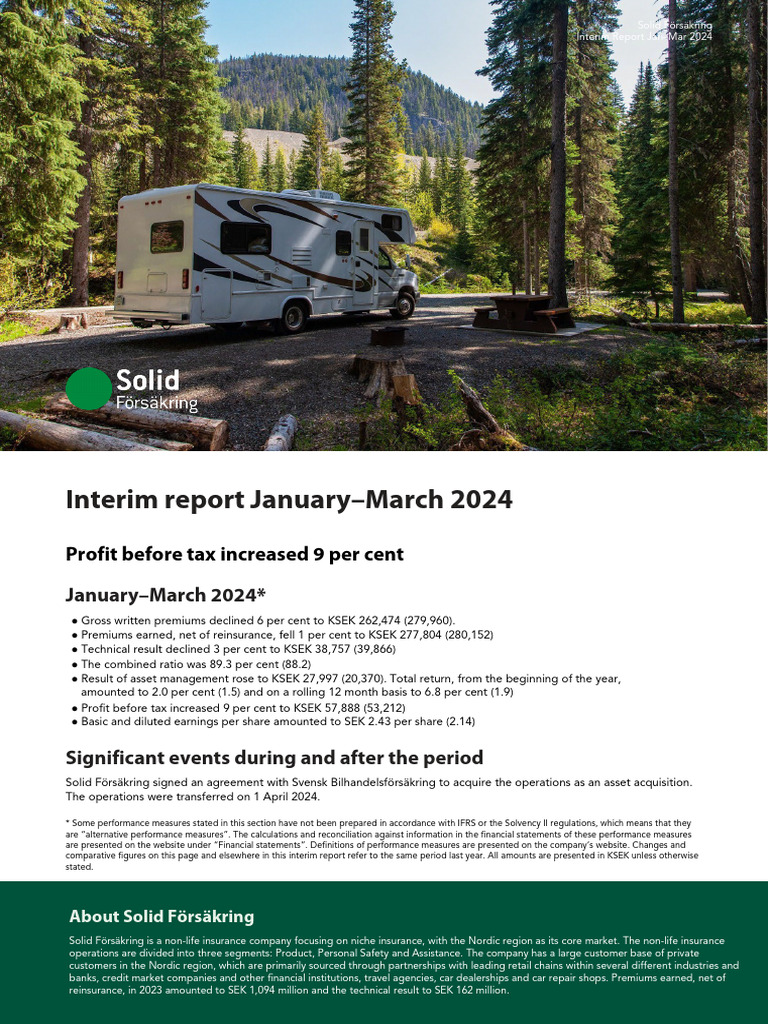 Solid Forsakringsaktiebolag Interim Report q1 2024 240425 | PDF ...
