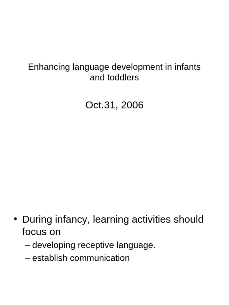 Enhancing Language Development in Infants and Toddlers | PDF | Language ...