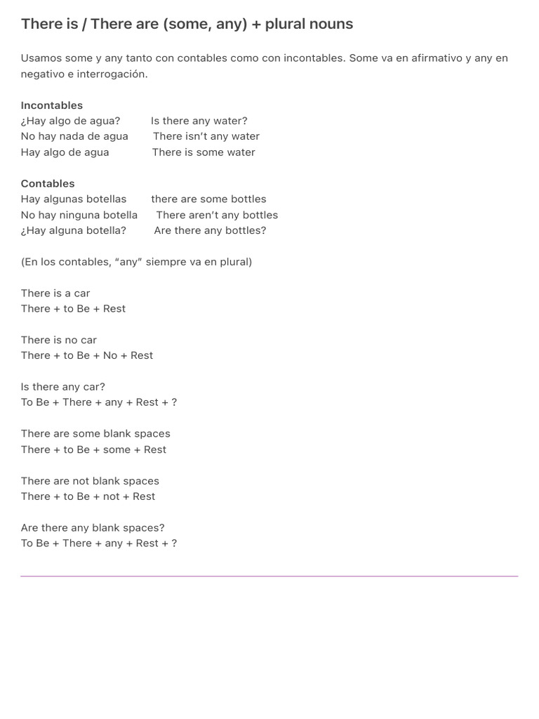 There Is There Are (Some, Any) + Plural Nouns | PDF