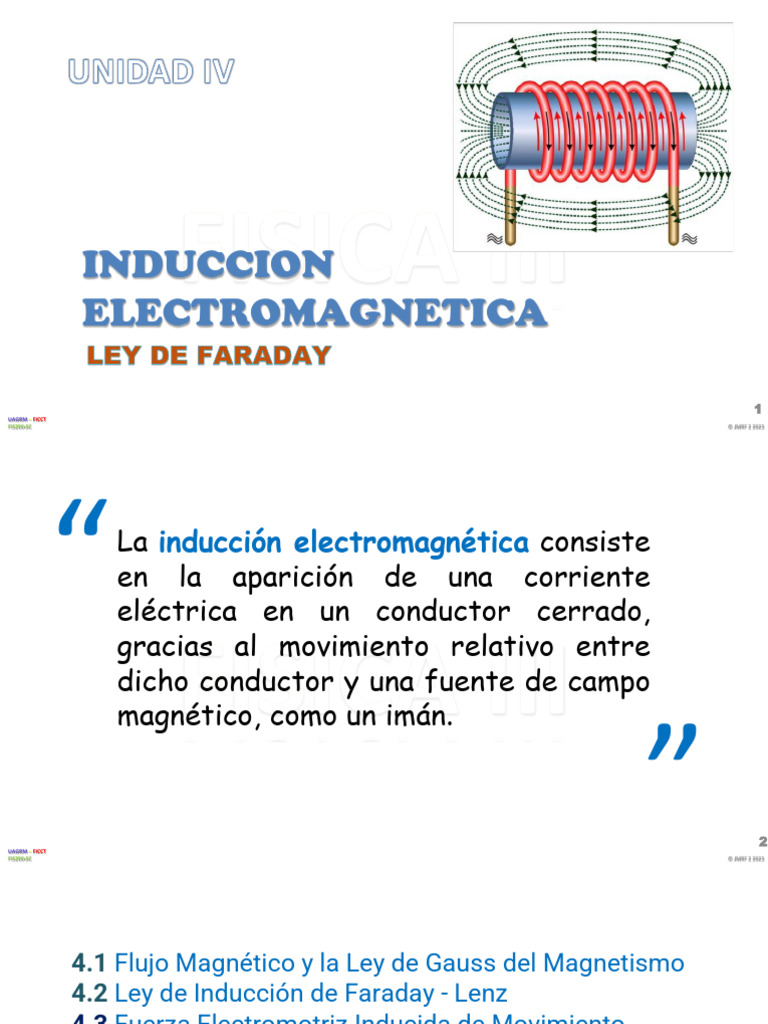 Inducción Electromagnética y Ley de Faraday | PDF | Inducción ...