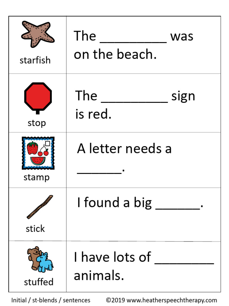 Initial S Blend Sentences | PDF