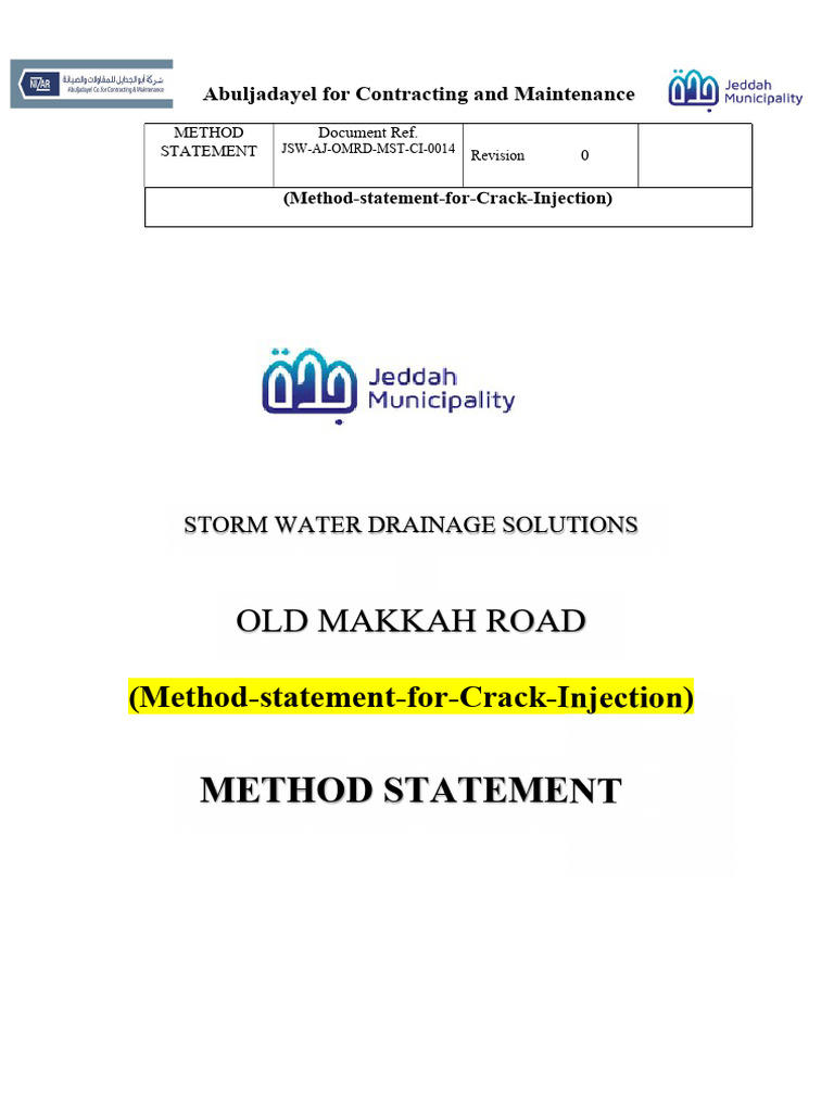 Method Statement For Crack Injection | PDF | Concrete | Pump