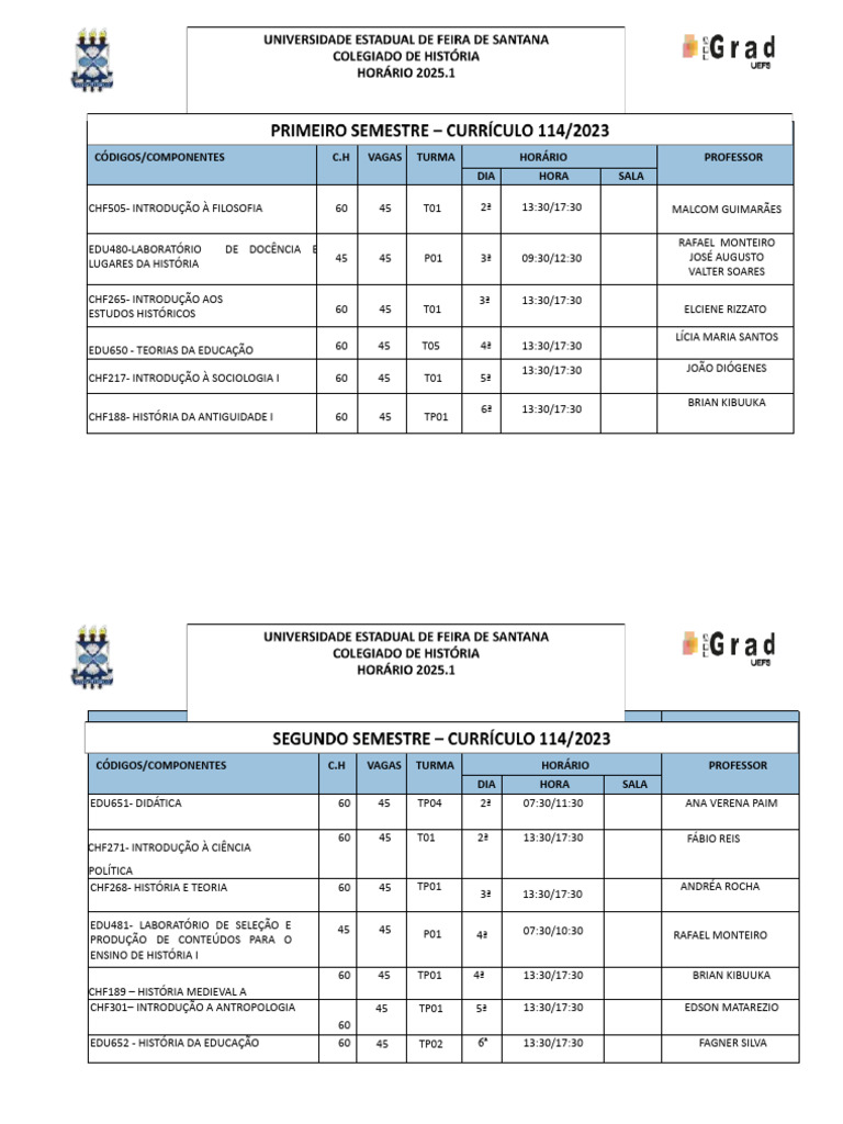 H Do Curso De Historia 20251 2 Pdf Educação Em Artes Liberais