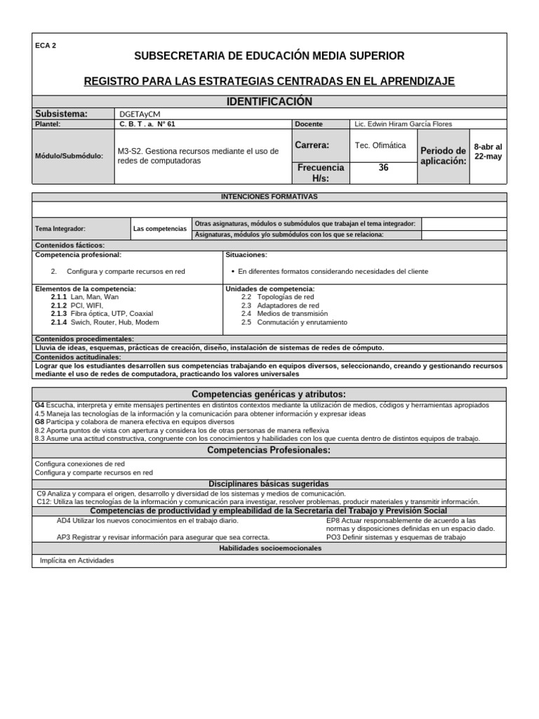 1.5 Planeación de La ECA-P2 | PDF | Observación | Informática