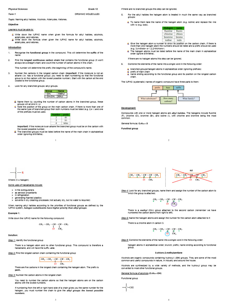 Naming Alkyl Halides - Alcohols. Aldenydes. Ketones (27 Feb 2024) | PDF | Functional Group | Alkane