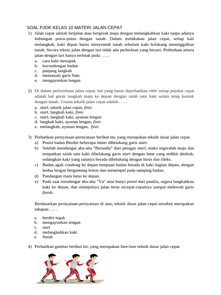Teknik Dasar Jalan Cepat PJOK Kelas 10 | PDF