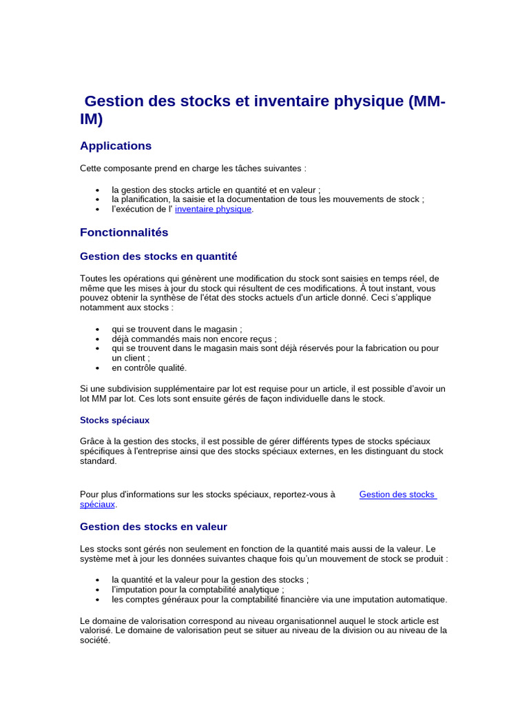 Gestion Des Stocks Et Inventaire Physique | PDF | Stock | Bases de données