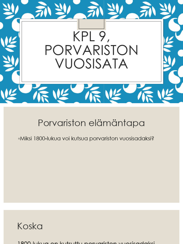 KPL 9 Porvariston Vuosisata | PDF