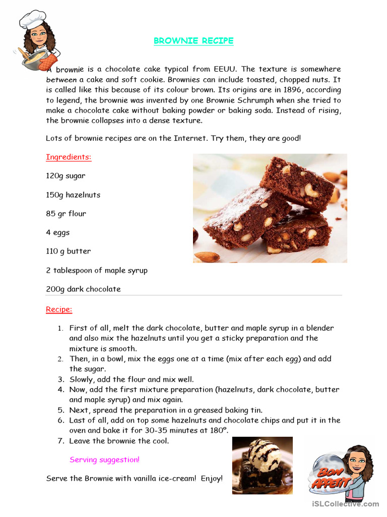 Brownie Recipe. Reading Comprehension. | PDF
