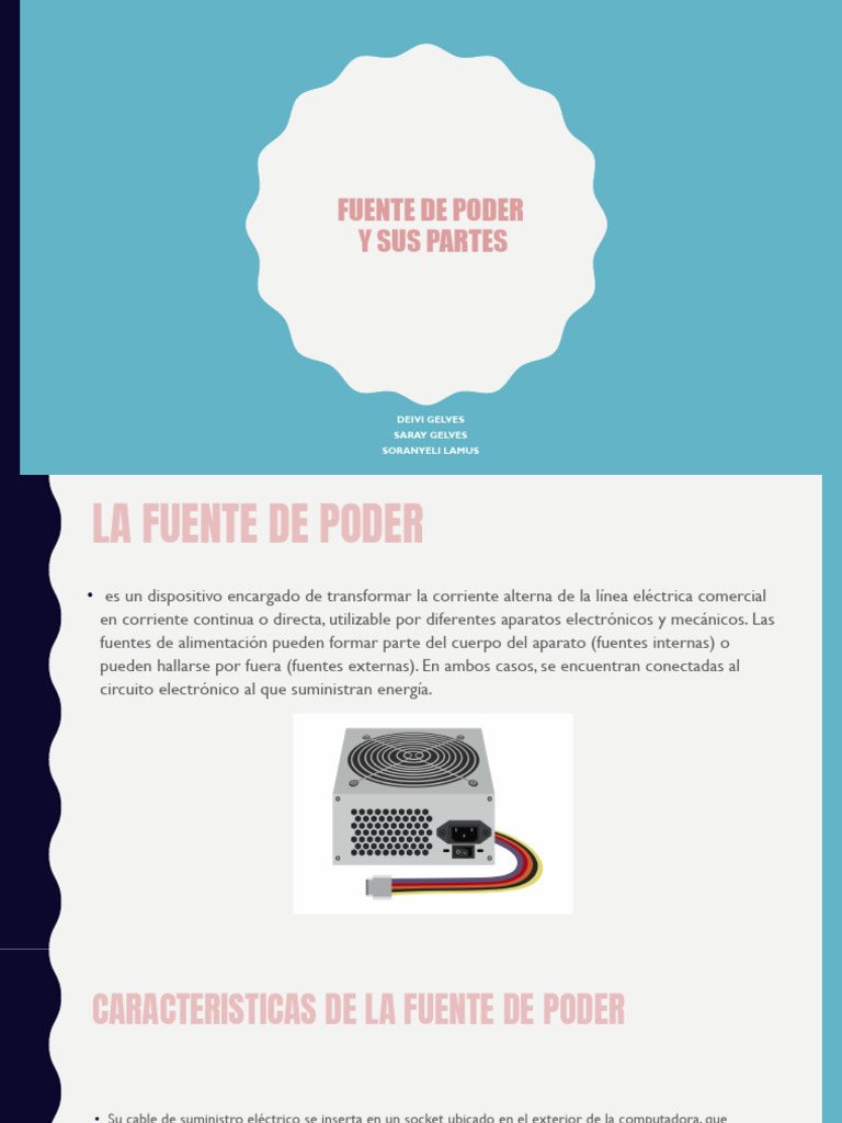 Partes y funciones de fuentes de poder | PDF | Ingenieria Eléctrica ...