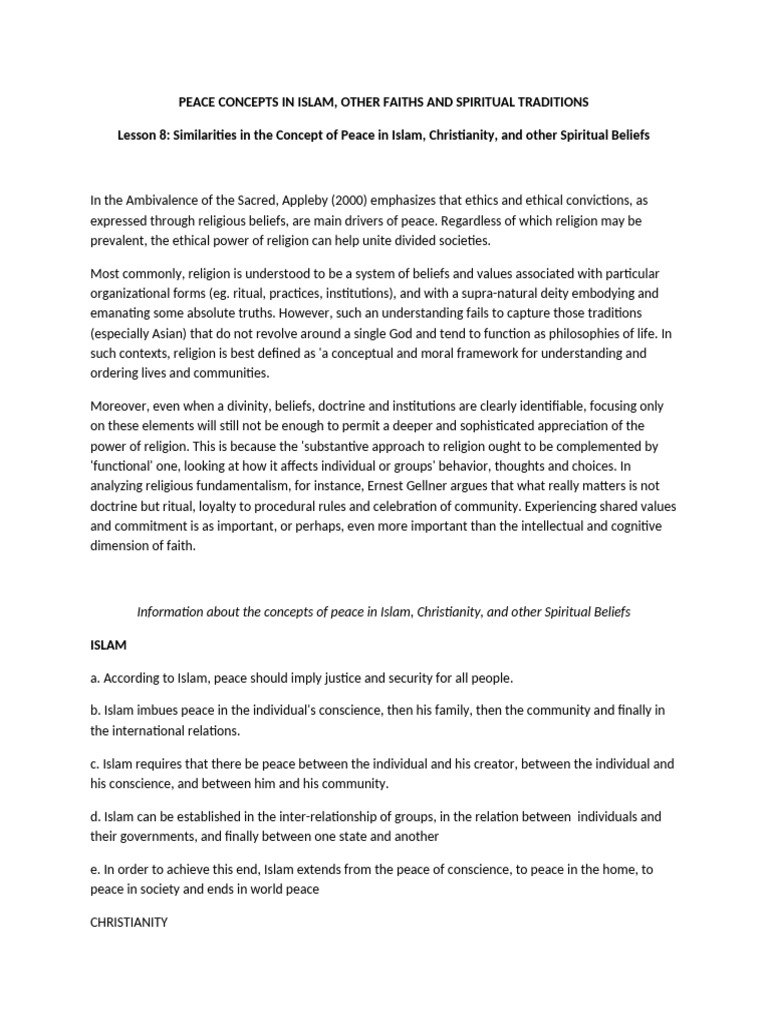 Peace Concepts in Islam and Christianity | PDF | Peace | Conscience