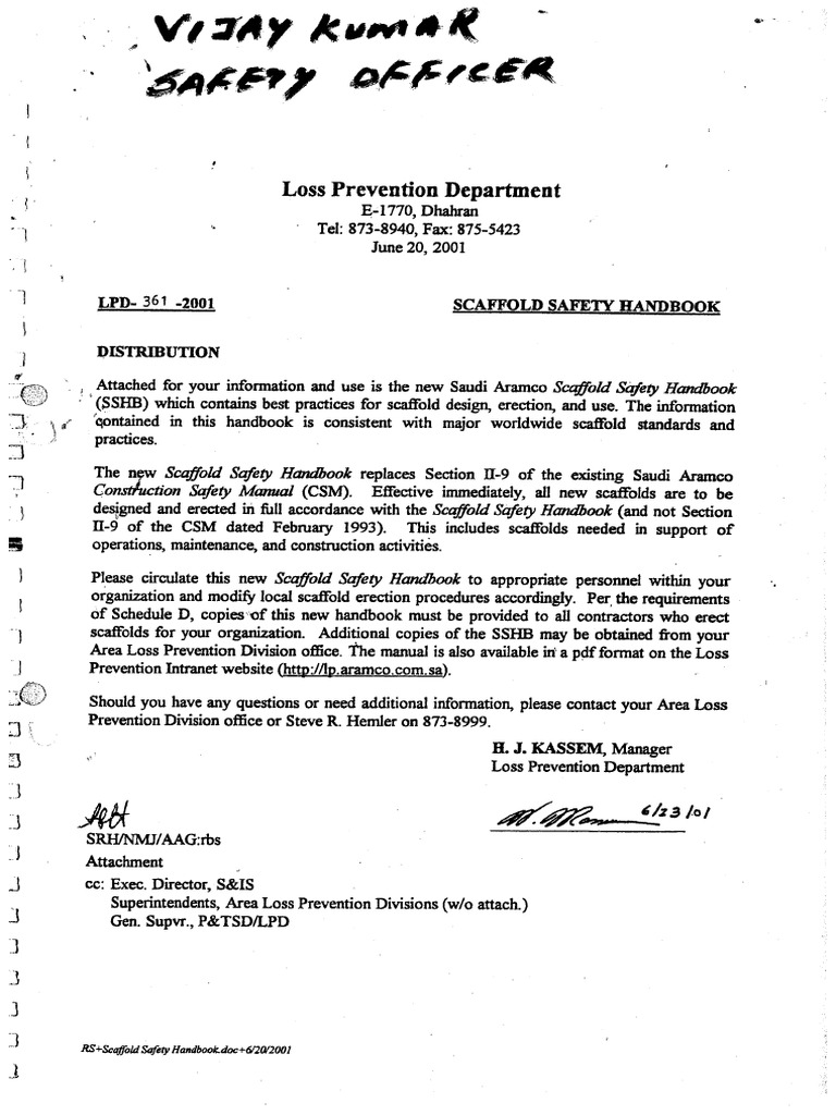 Saudi Aramco Scaffolding Hand Book | PDF