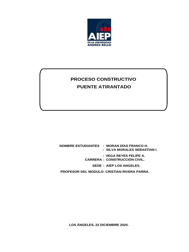Avance 15,12,2020. Objetivo Corregido y Proceso Constructivo, y Materiales | PDF | Puente ...