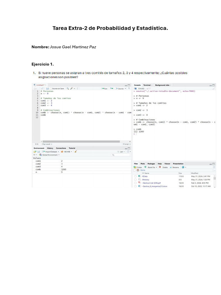 Tarea Extra 2 de PyE Martinez Paz Josue Gael | PDF