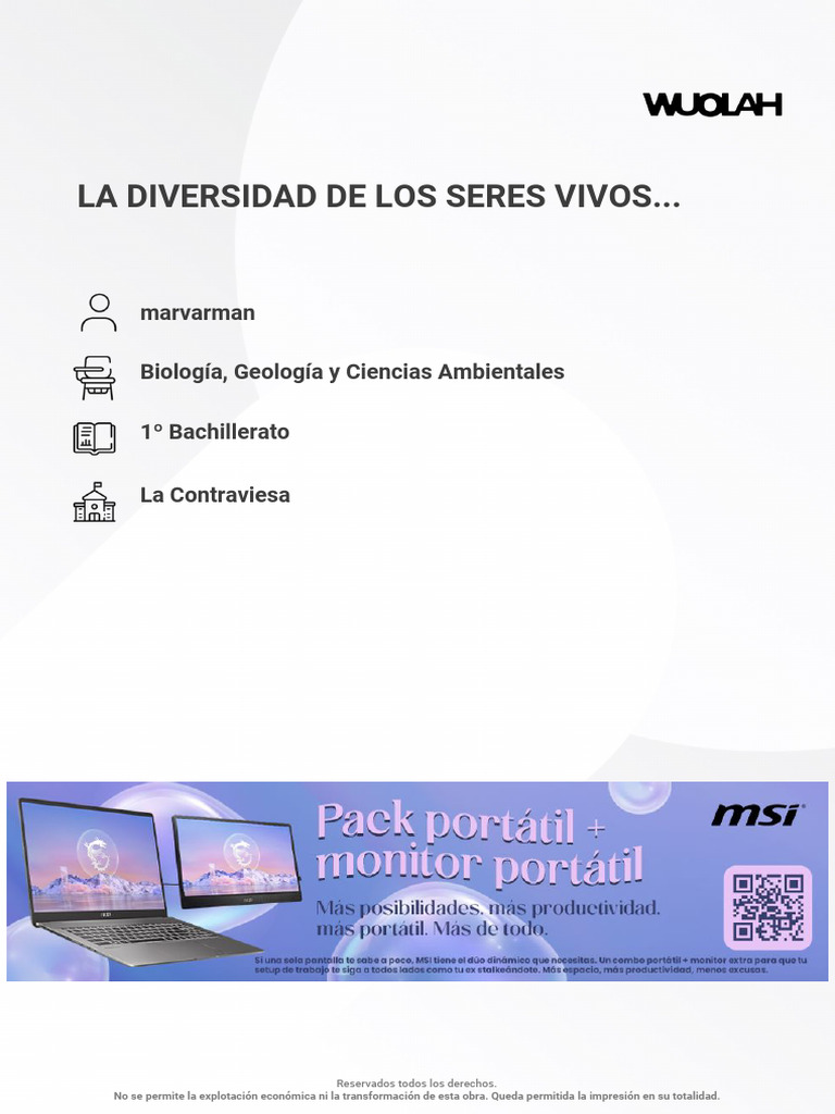 Wuolah-free-LA DIVERSIDAD de LOS SERES VIVOS Biologia 1 Bachillerato | PDF | Evolución | Gene