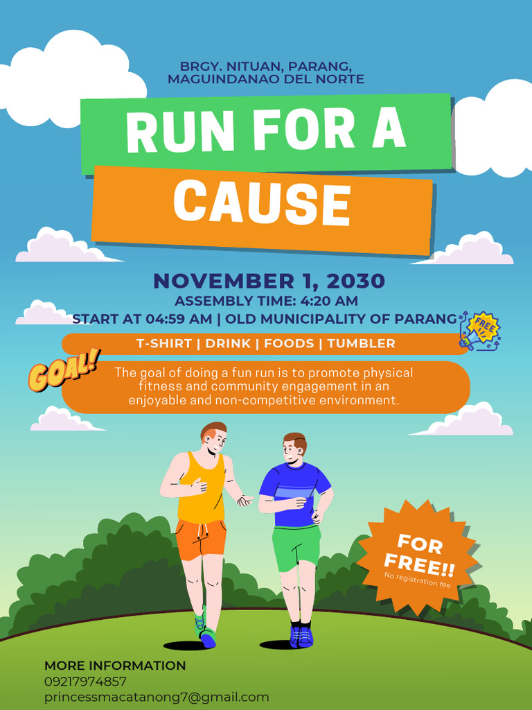 Blue White Illustrated Fun and Run Poster PDF | PDF