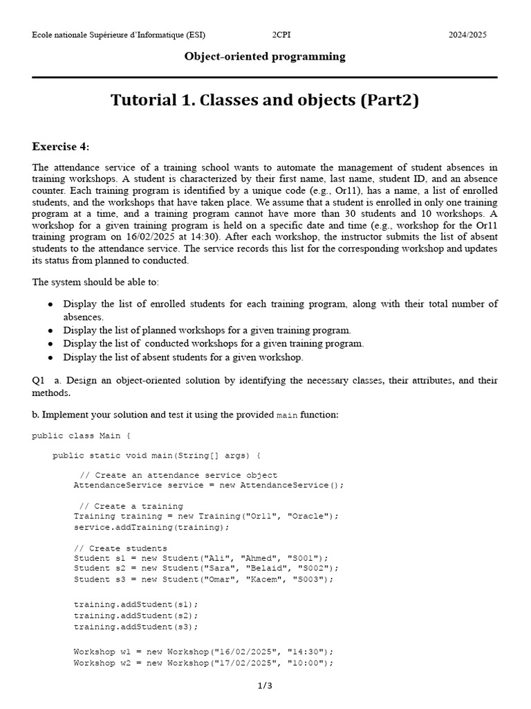 Tutorial1-Classes and Objects (Part2) - 2025 - V2 | PDF | Movie Theater | Systems Architecture