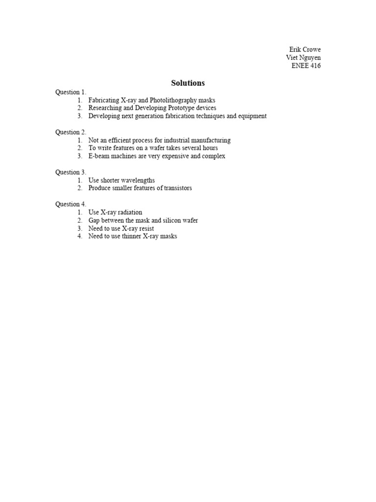 X-ray and Photolithography Mask Solutions | PDF