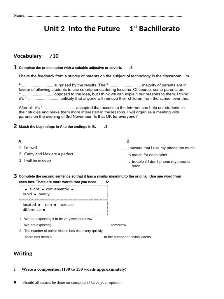 Vocabulary and Writing Unit 2 | PDF | Human Communication | Linguistics