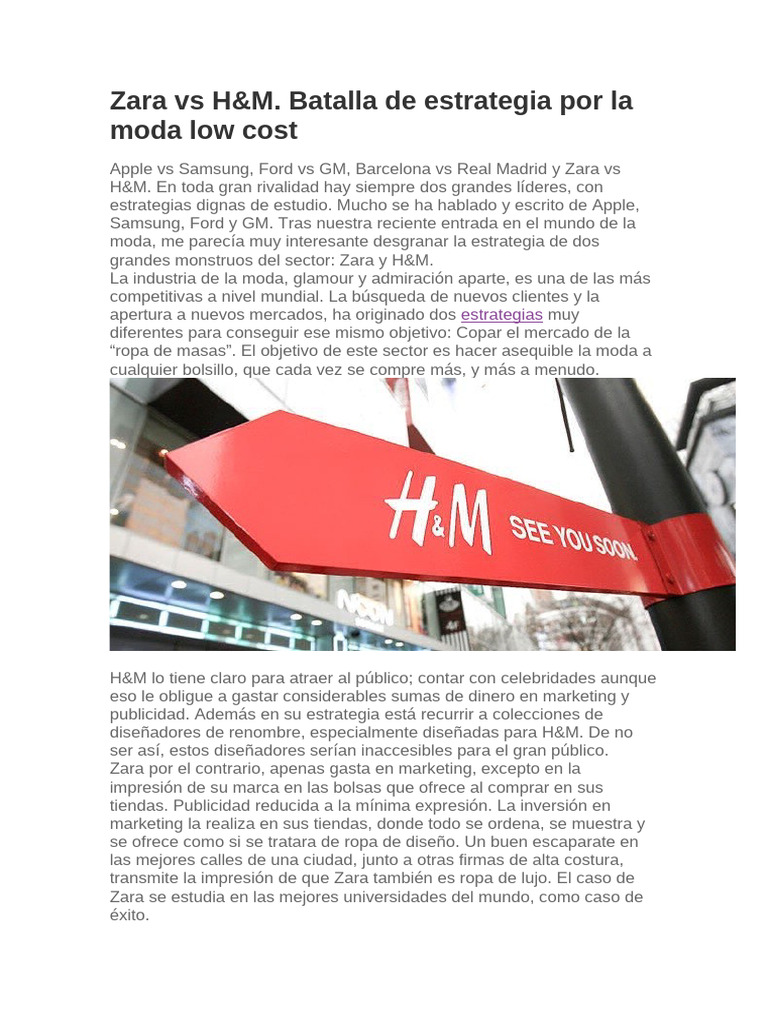 Zara Vs HSM | PDF | H&M | Moda