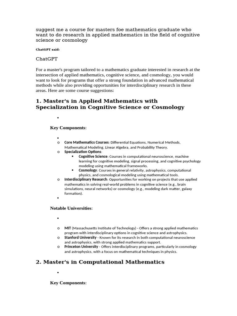 Master's Programs in Applied Mathematics | PDF | Mathematics | Physics