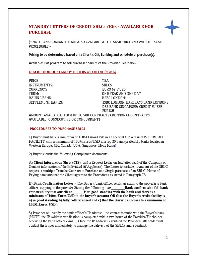 SBLC BG PROCEDURES and EXIT STRATEGY 2021 | PDF | Letter Of Credit | Banks