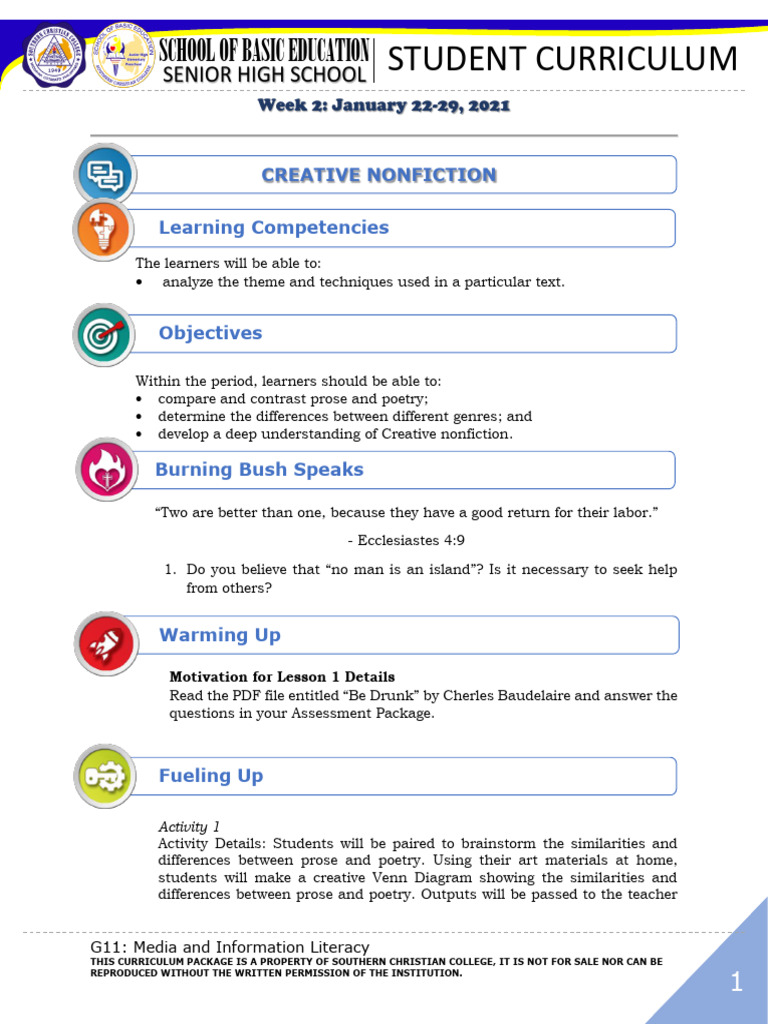 G11 Media and Information Literacy Curriculum | PDF | Creative ...