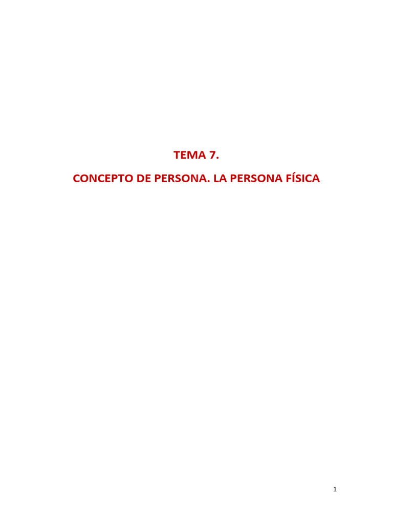 Tema 7. Concepto de Persona. La Persona Fã - Sica | PDF | Domicilio ...