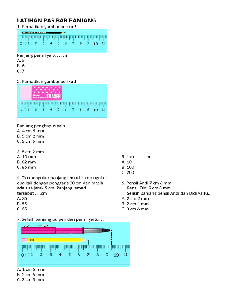 LATIHAN MAT KLS 2 BAB PANJANG | PDF