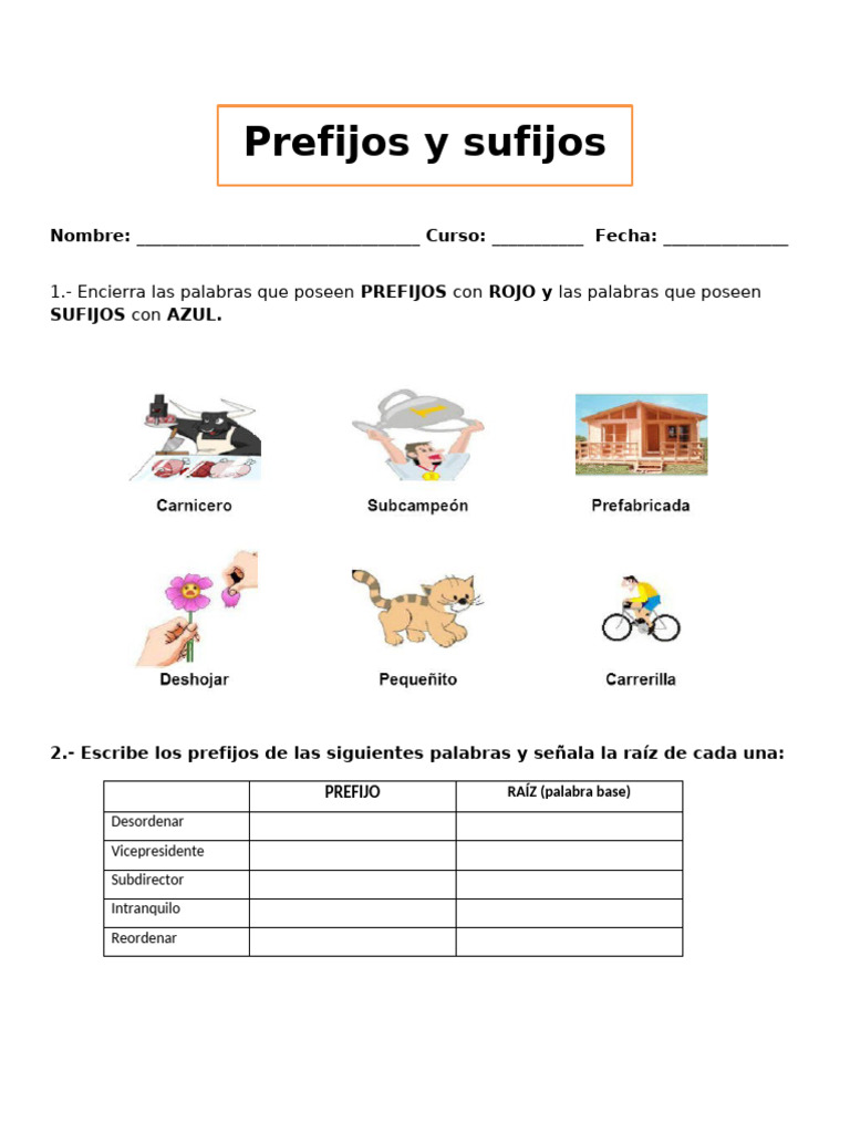Guia Prefijos y Sufijos 2 | PDF