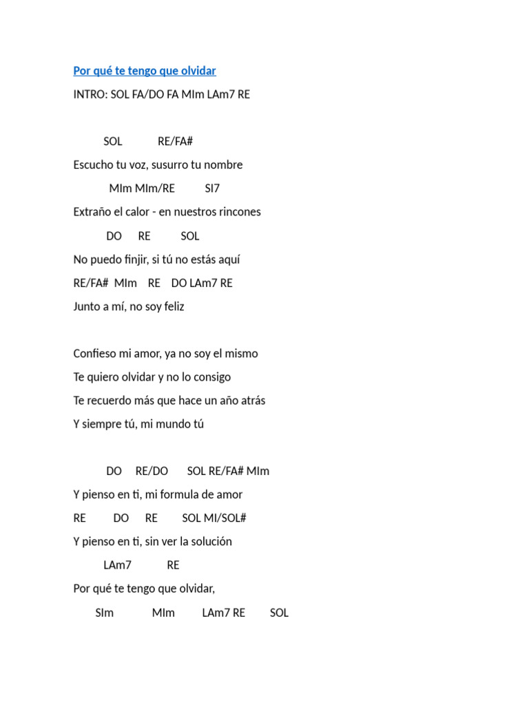 Por Qué Te Tengo Que Olvidar | PDF