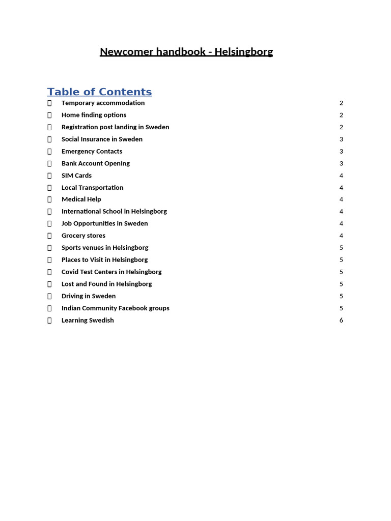New Comer Handbook - Helsingborg | PDF | Sweden
