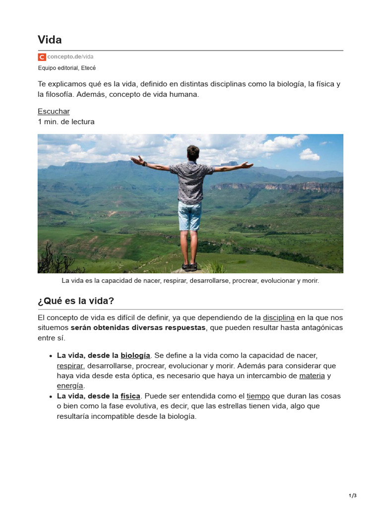 Definición y conceptos de vida | PDF | Vida | Evolución