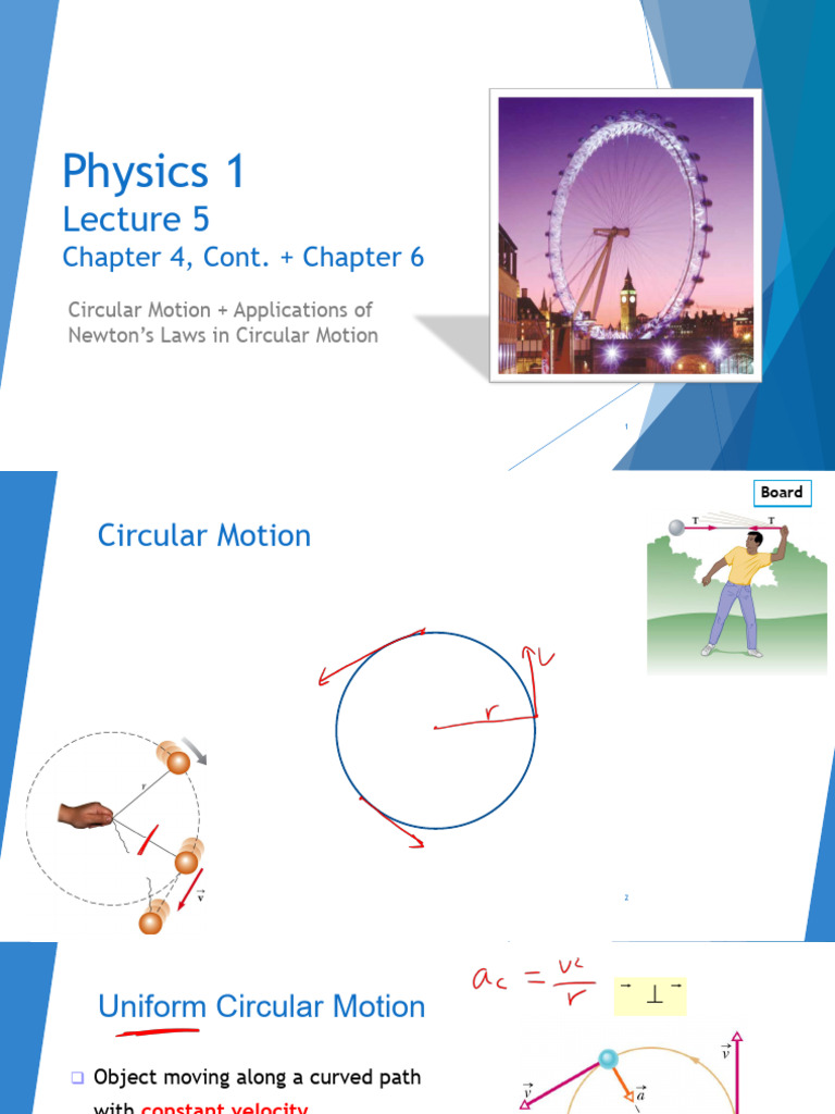 Lecture5 - Ch4,6 - Circular Motion - With Notes | PDF | Acceleration ...