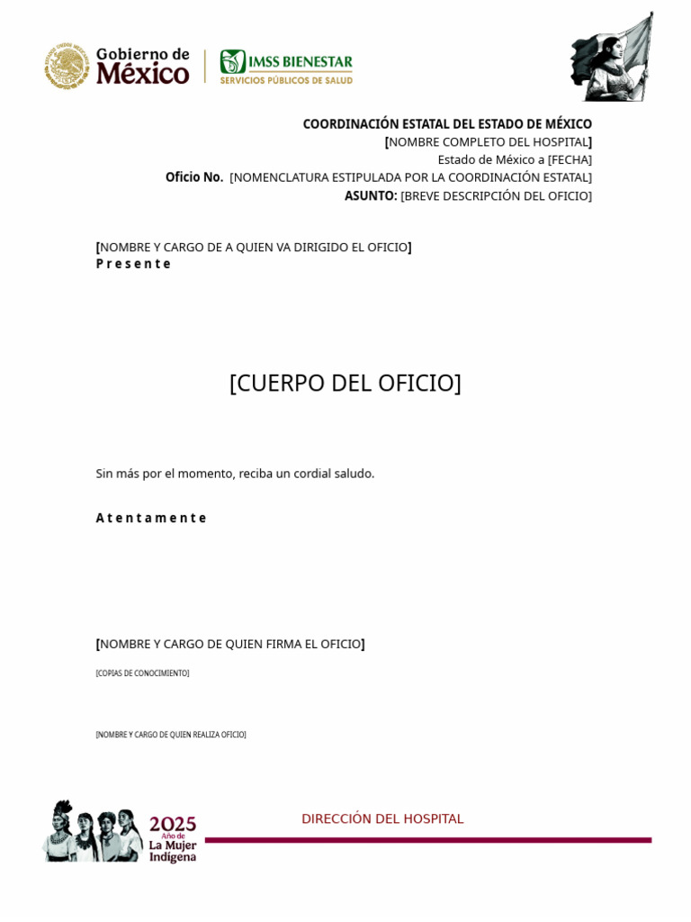 Machote de Oficio para Hospitales | PDF