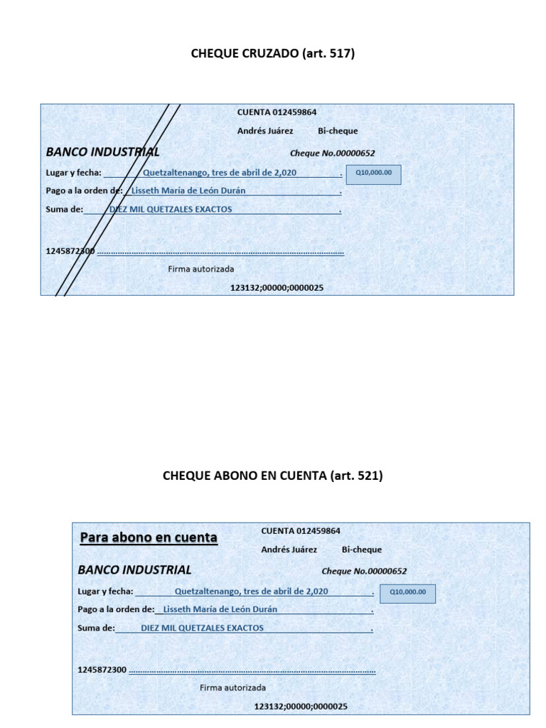 Tipos de Cheques en Guatemala | PDF | Cheque | Bancario